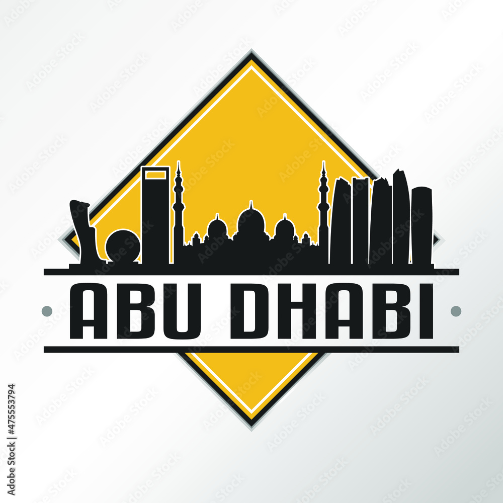 Abu Dhabi - United Arab Emirates Skyline Logo. Adventure Landscape ...