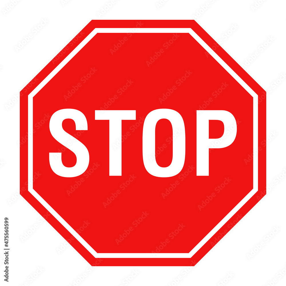 Octagonal red stop sign isolated on white background. Stop sign vector ...