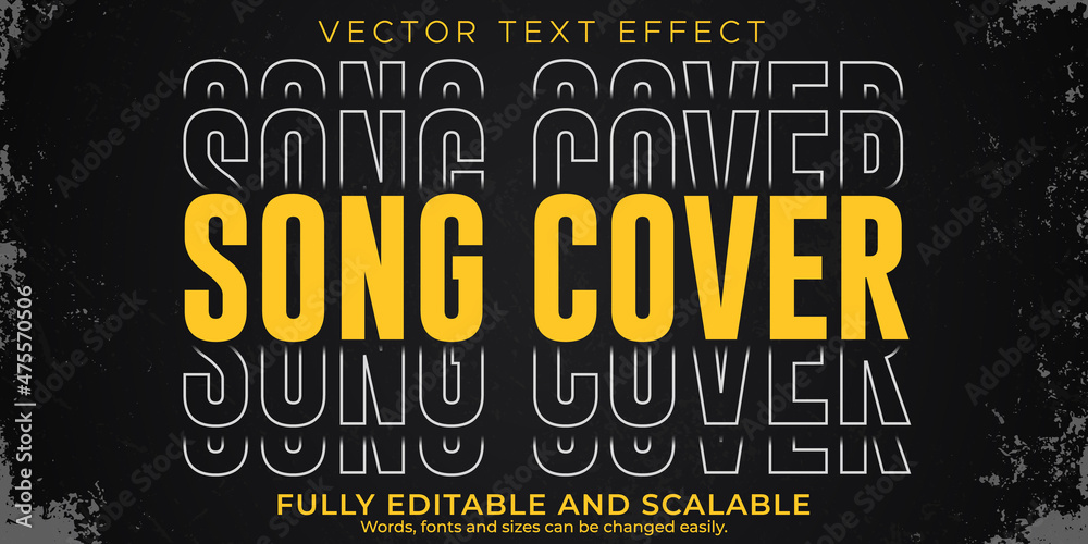 Music cover text effect, editable retro and vintage text style Stock ...