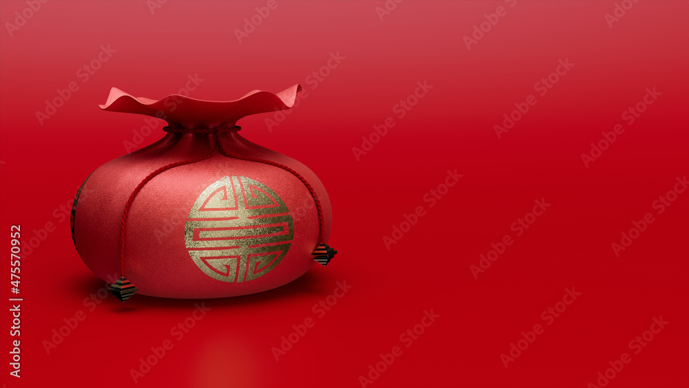 Red Chinese Money Bag on a red background with copy space. Chinese New ...