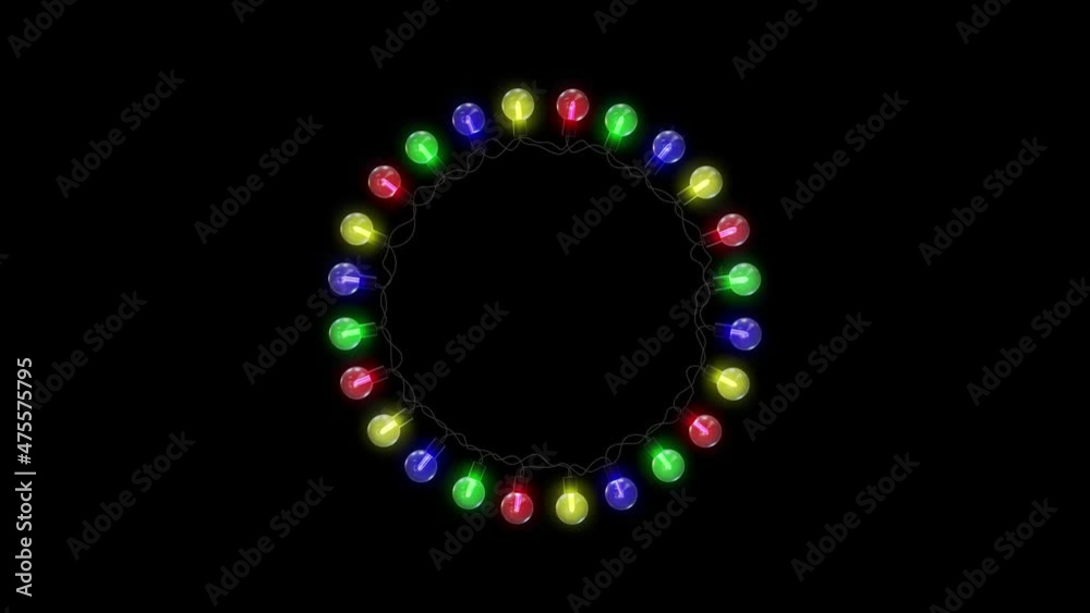 3d rendering colorful string lights animation,new year and christmas ...