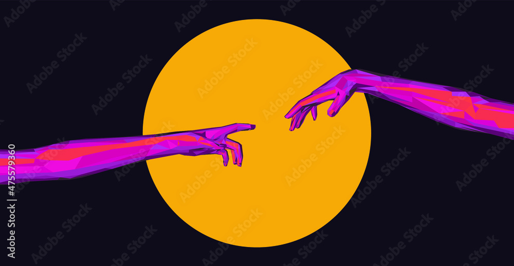 Vector 3D model of hands going to touch together, reminiscent of ...