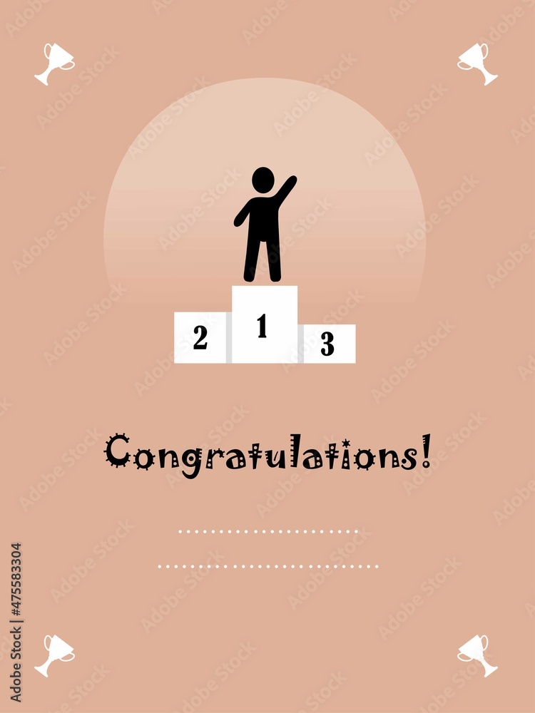 Congratulations to the winner on a pink background with a man on a ...