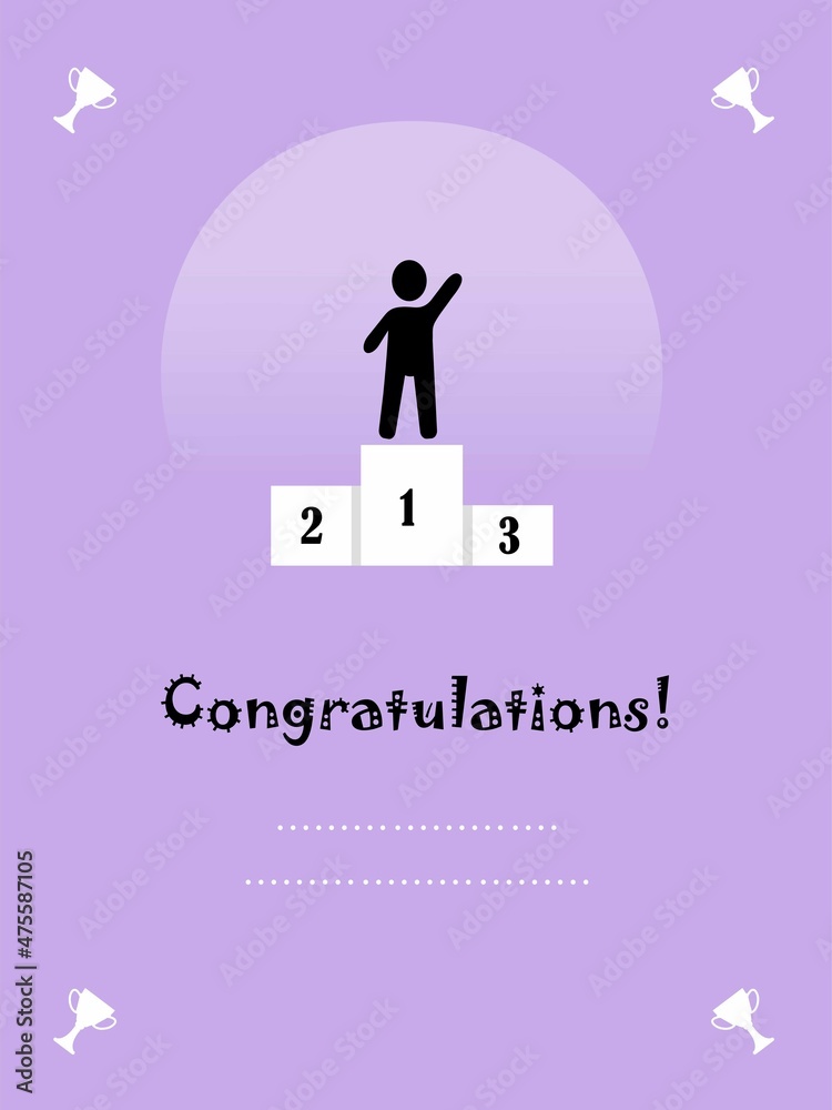 Congratulations to the winner on a pink background with a man on a ...