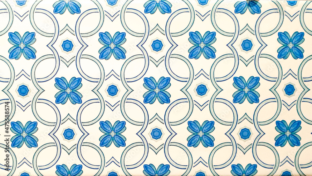 Blue seamless floral wall or floor pattern and tiles Stock Photo ...