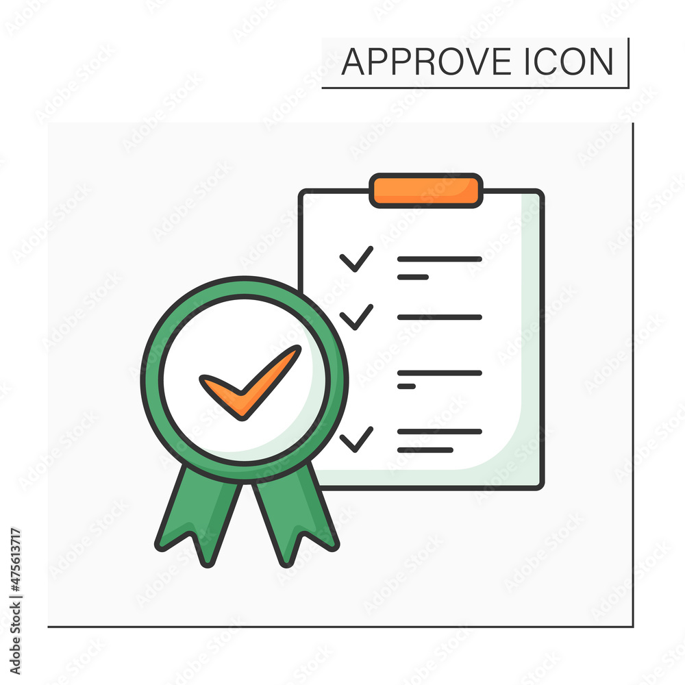 Approved checklist color icon. Roster of pre-vetted investments ...