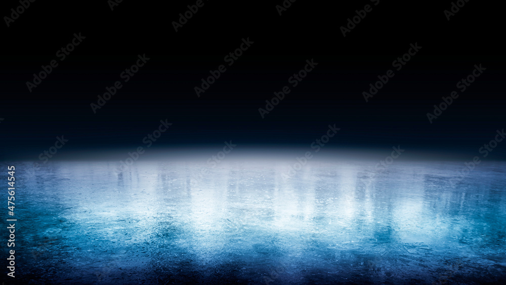 Frozen icy surface. Ice in black. Winter background. Reflection ...