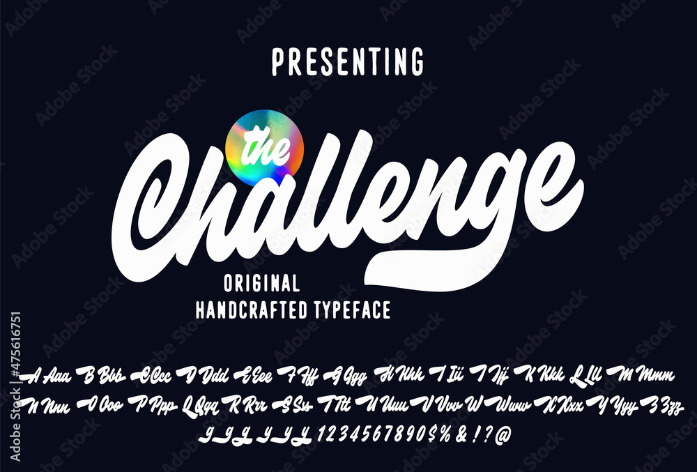 Challenge Brush Script Typeface with swashes. Handwritten alphabet ...