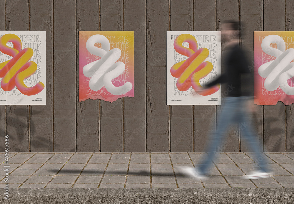 3D Street Paper Posters Mockup Stock Template | Adobe Stock