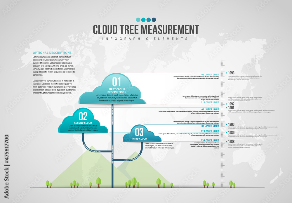 Cloud Tree Measurement Stock Template | Adobe Stock