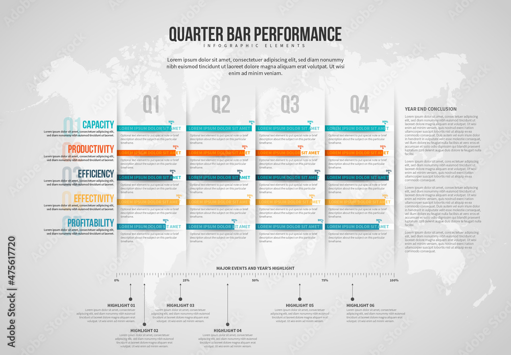 Quarter Bar Performance Stock Template | Adobe Stock