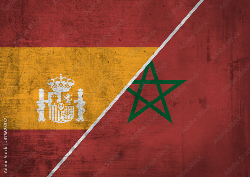 Inventive spanish flag versus moroccan flag, country conflict ...