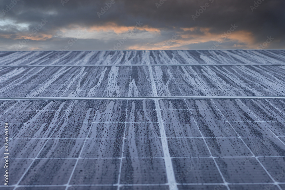 Solar panel with rain drops on it. Solar panel in rain. Stock Photo ...