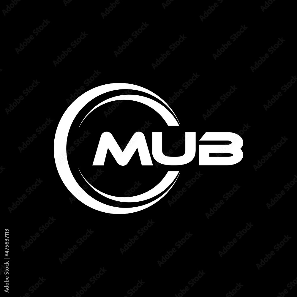 Vettoriale Stock MUB letter logo design with black background in ...