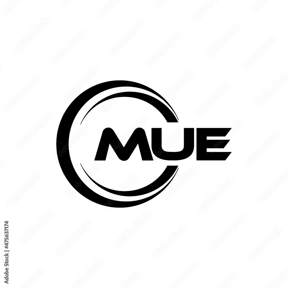 MUE letter logo design with white background in illustrator, vector logo modern alphabet font ...