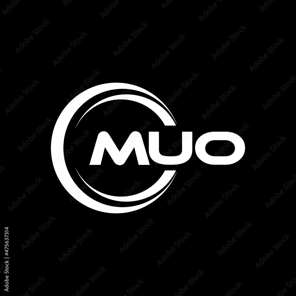 MUO letter logo design with black background in illustrator, vector ...