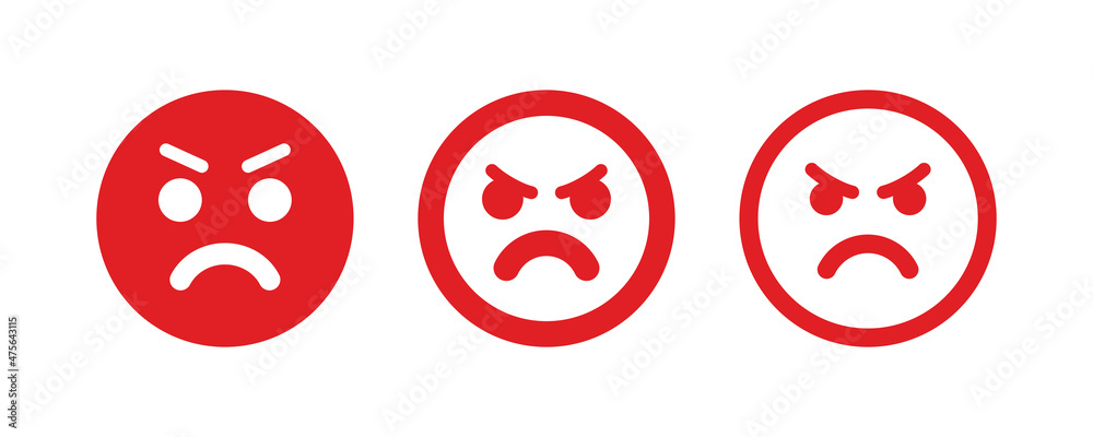 Angry emoji icon set. Mad face symbol Stock Vector | Adobe Stock