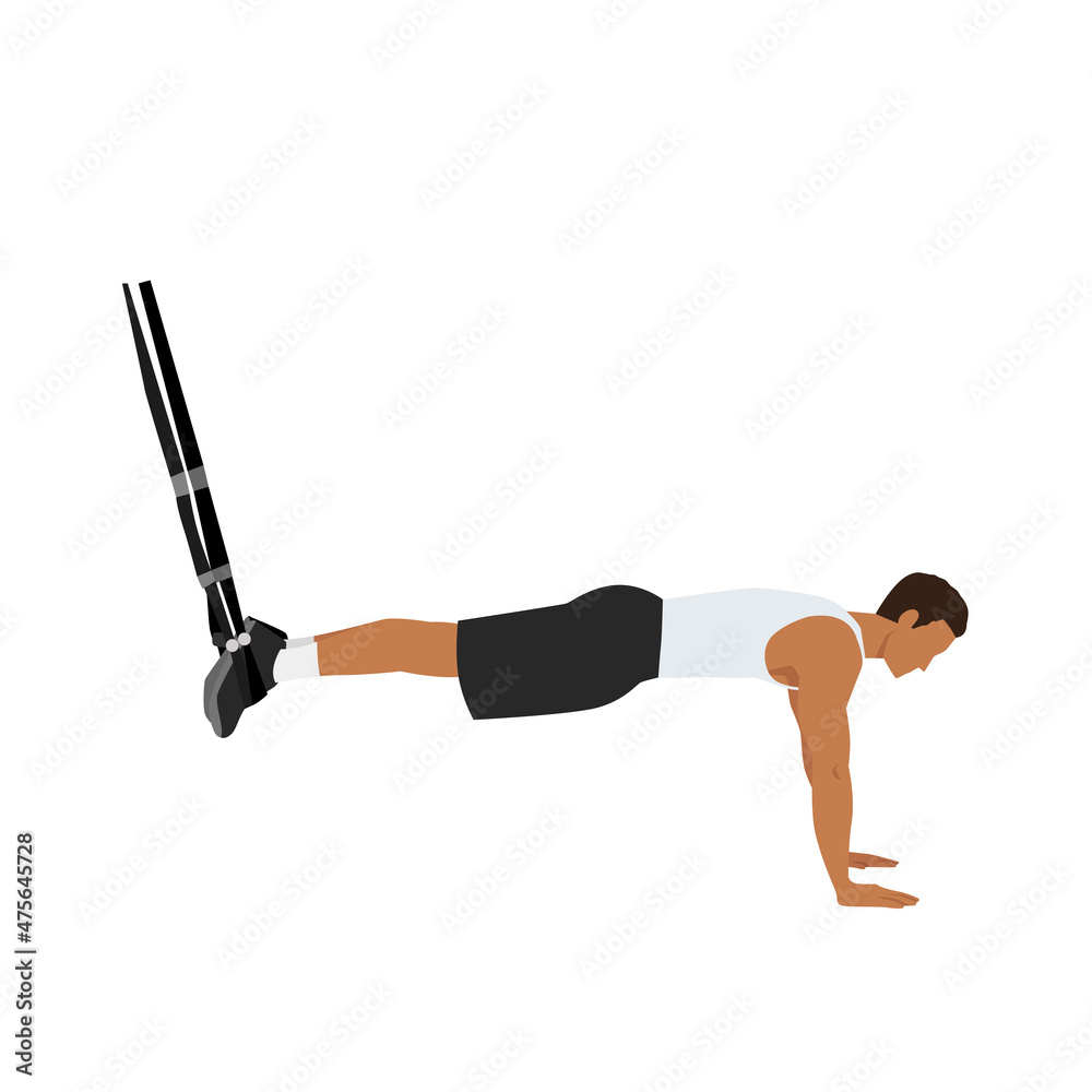 Man doing TRX. Suspension planks exercise. Flat vector illustration ...