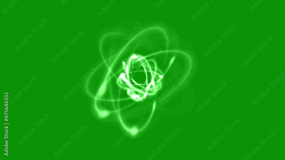A 4K animation of the atom proton with the green screen background ...