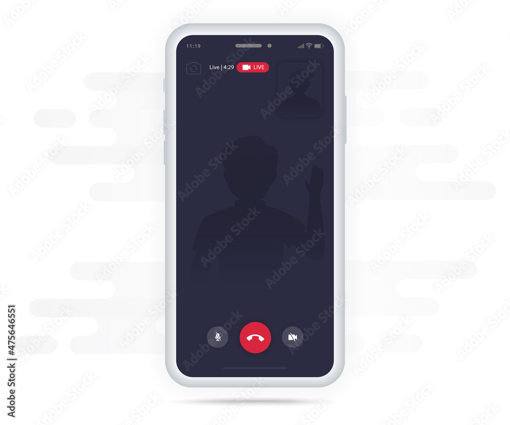 Video Call Video conference UI Application design concept mockup, Chat ...