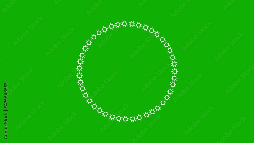 A 4K animation of the rotating mechanical icons circle with the green ...
