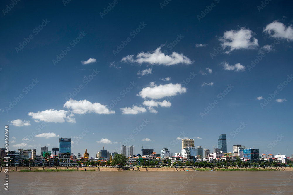 Phnom Penh city riverside skyline modern buildings in Cambodia Stock ...