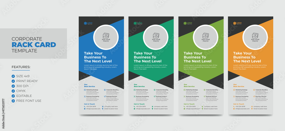 Corporate Creative Business Rack Card or Dl flyer Template. Editable ...