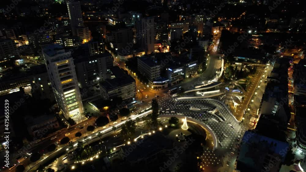Drone Aerial view of the skyline of Nicosia the capital city of Cyprus ...