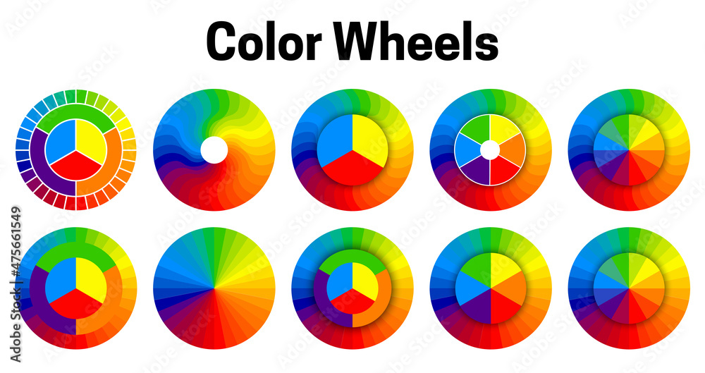 Color Wheels Set by the Color Theory Stock Vector | Adobe Stock