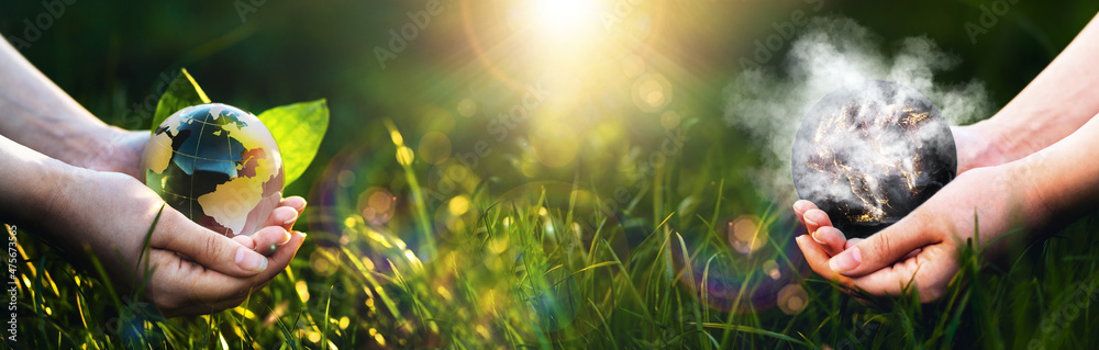 Earth planet dirty and polluted. Environmental protection and waste ...