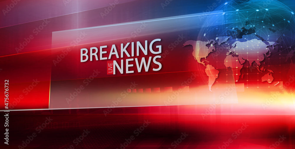 3D rendering of a colorful graphical background with "breaking news ...