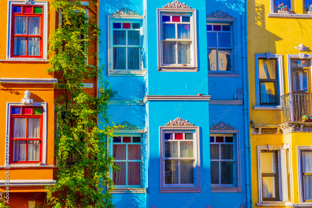 Colorful Houses in old city Balat. Balat is popular touristic ...