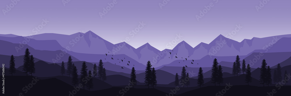 purple mountain landscape vector illustration for wallpaper, background ...