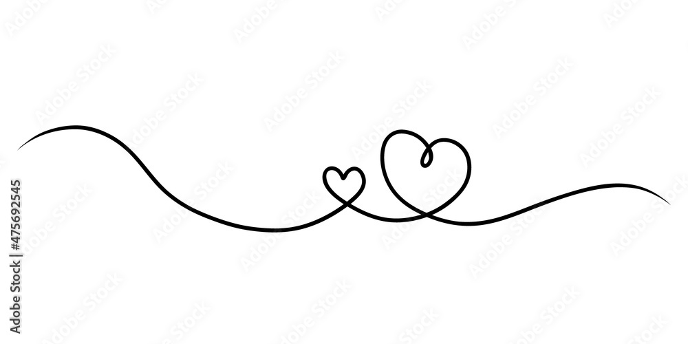 Heart divider set. Hand drawn swirl line borders, hearts romantic ...