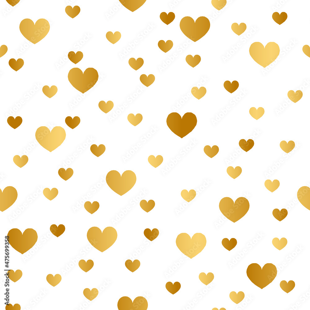 Gold Heart Seamless Pattern Design on White Background Stock Vector ...