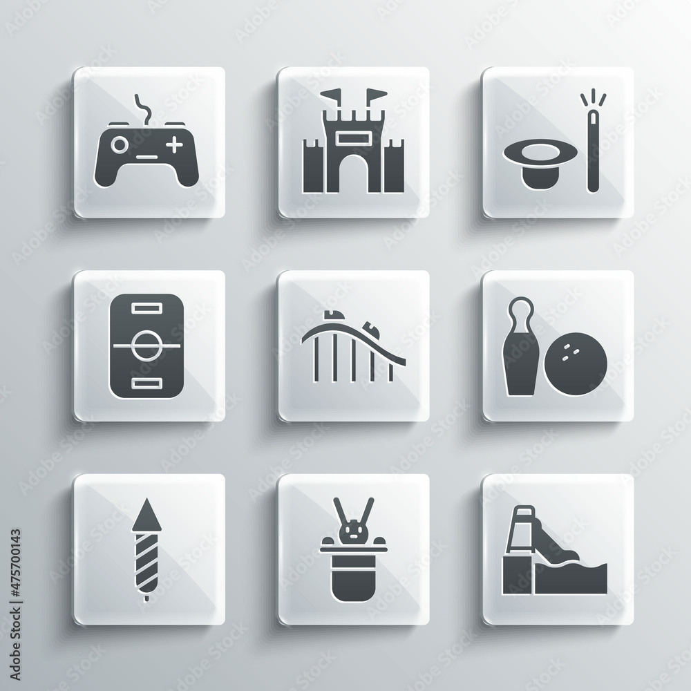 Set Magician hat and rabbit, Water slide, Bowling pin ball, Roller ...