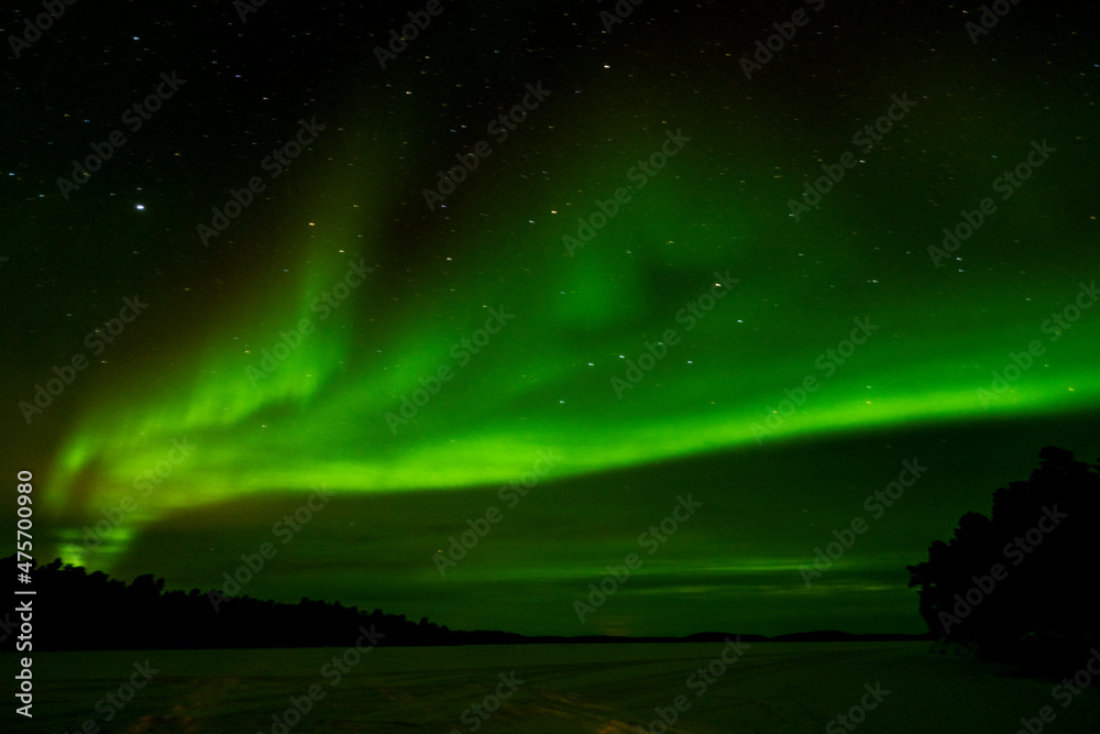 Aurora Borealis, or Northern Lights at Lake Inari, Finnish Lapland ...