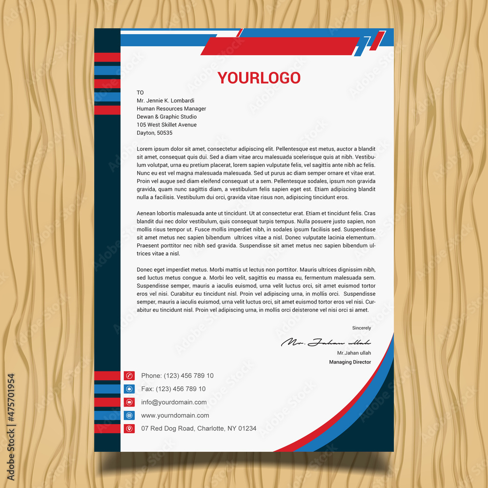 Corporate Business Letterhead Design. Stock Vector | Adobe Stock