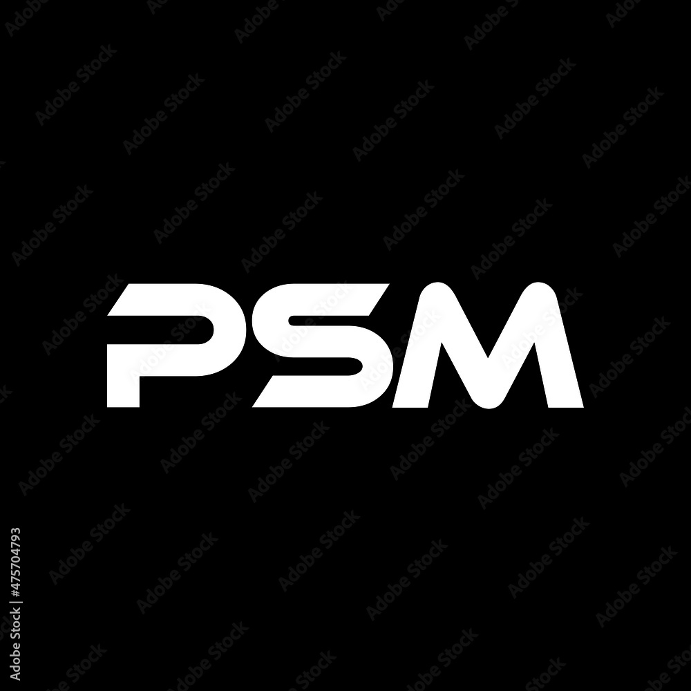 PSM letter logo design with black background in illustrator, vector ...