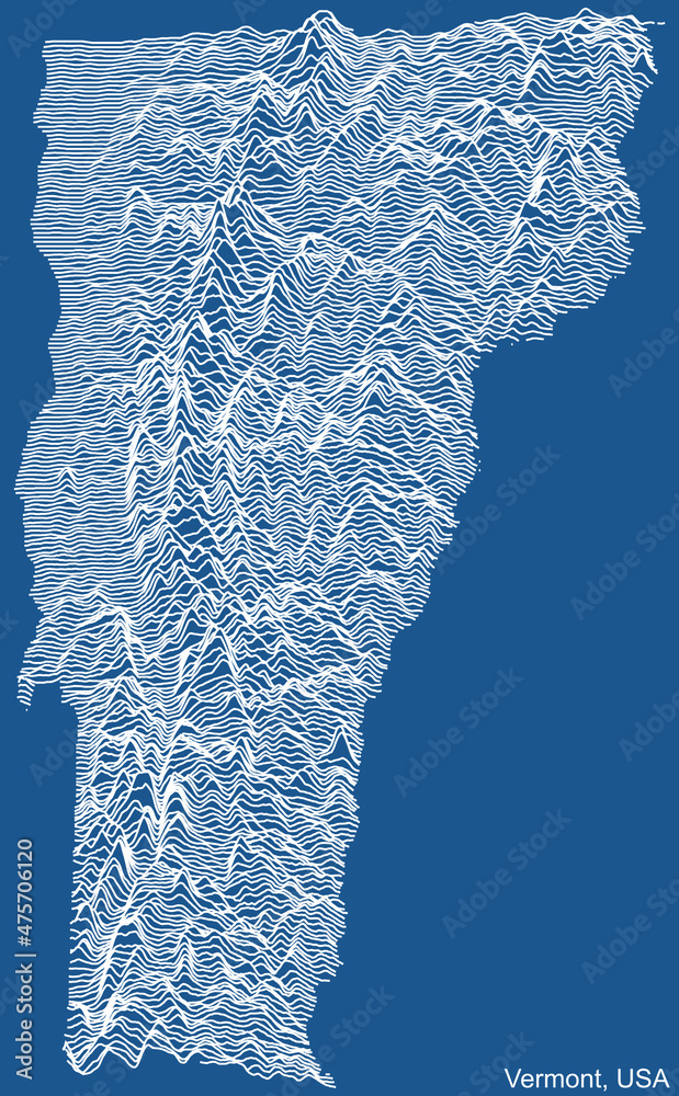 Topographic technical drawing relief map of the Federal State of ...
