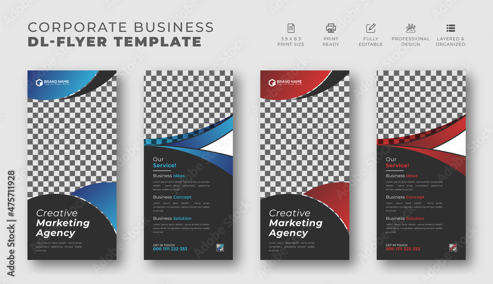Modern corporate business creative dl flyer or rack card layout vector ...