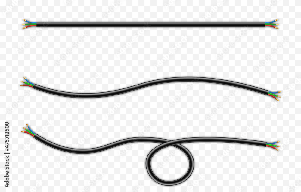 Realistic vector isolated wires. PNG wires, intertwined png wires ...