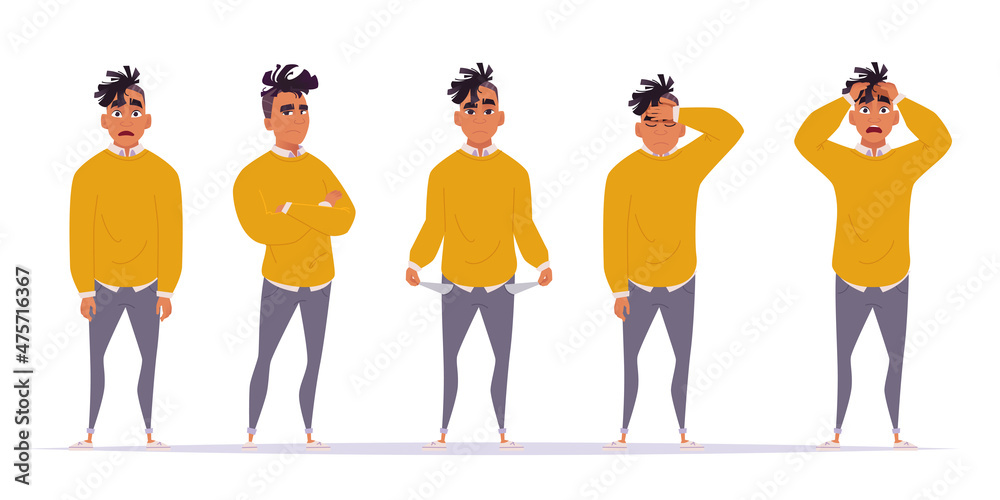 Photo & Art Print Set of different poses of African American guy who is ...
