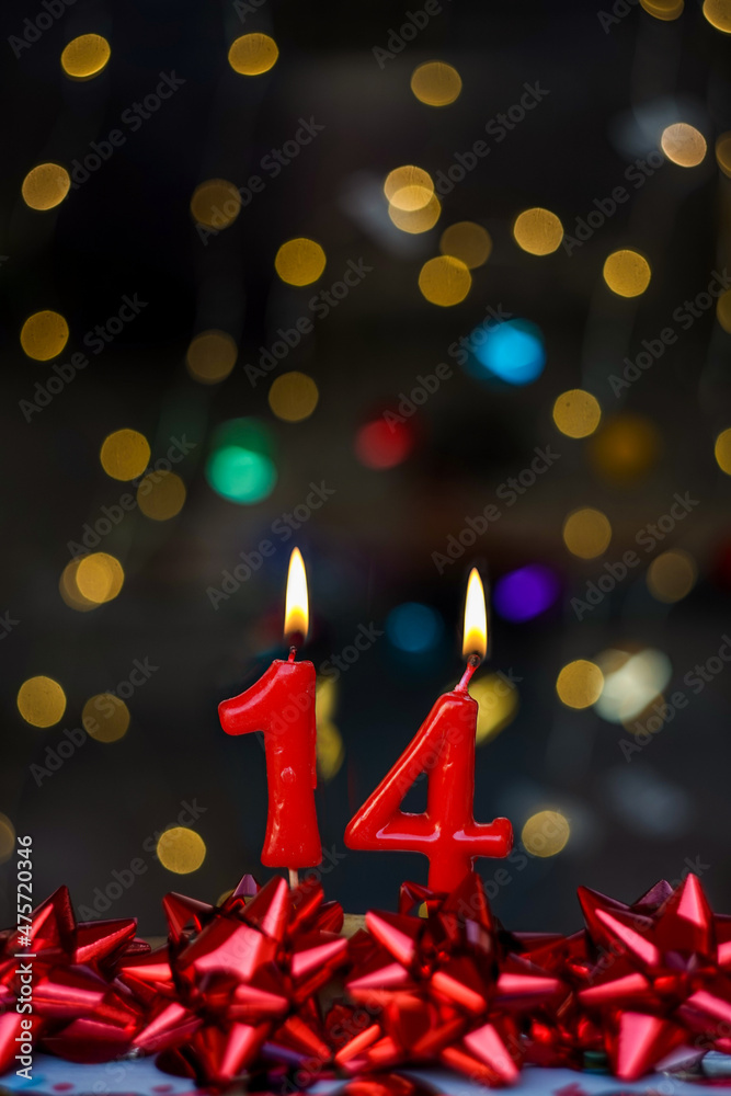 Number 14 Joyful greeting card for birthdays or anniversaries. This ...