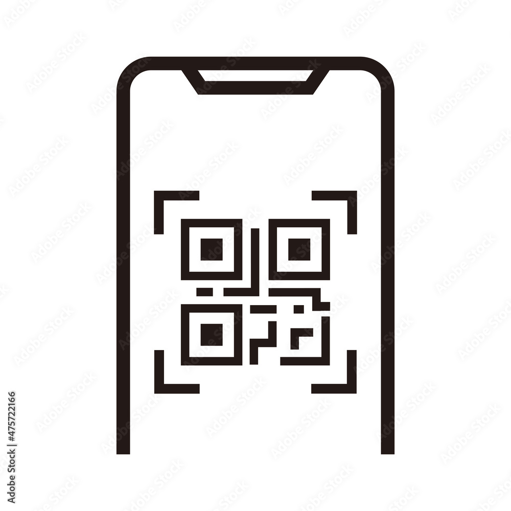 Scanning QR Code with mobile phone and text scan here symbol ...