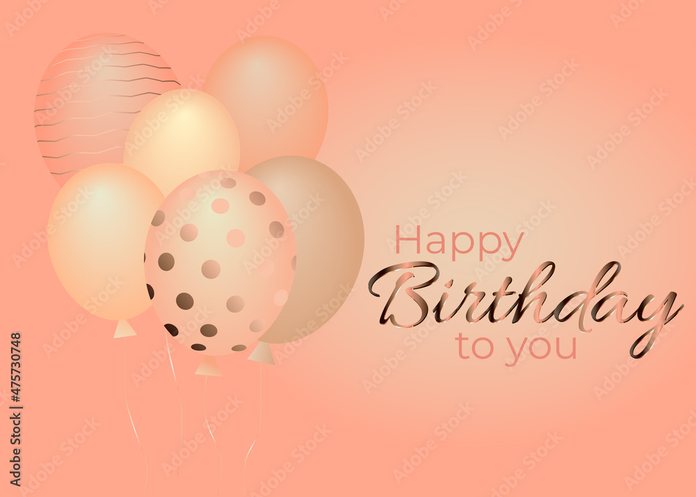 Happy birthday card with balloons in delicate shades Stock Vector ...