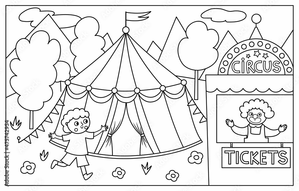 Circus Ticket Coloring Page