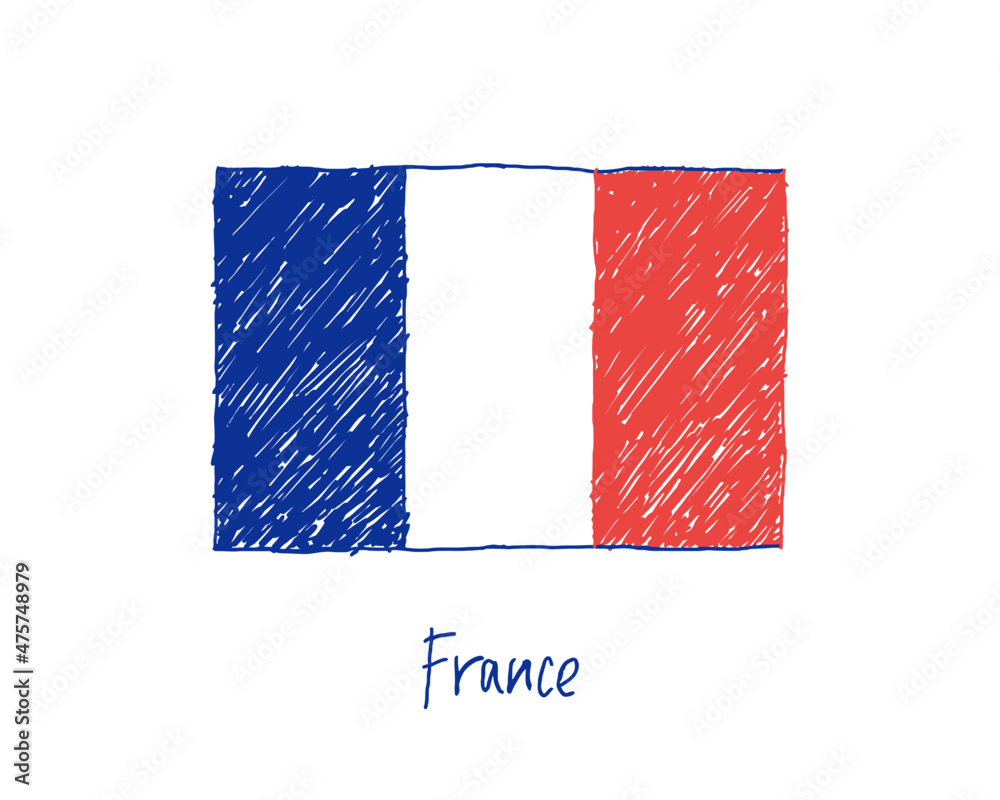 France Flag Marker or Pencil Sketch Illustration Vector Stock Vector ...