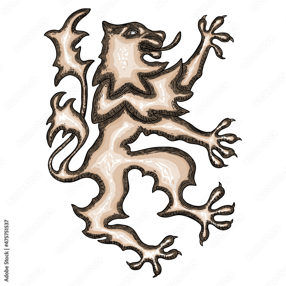 Heraldic tiger drawing. Insignia sign emblem symbol tiger or cat ...