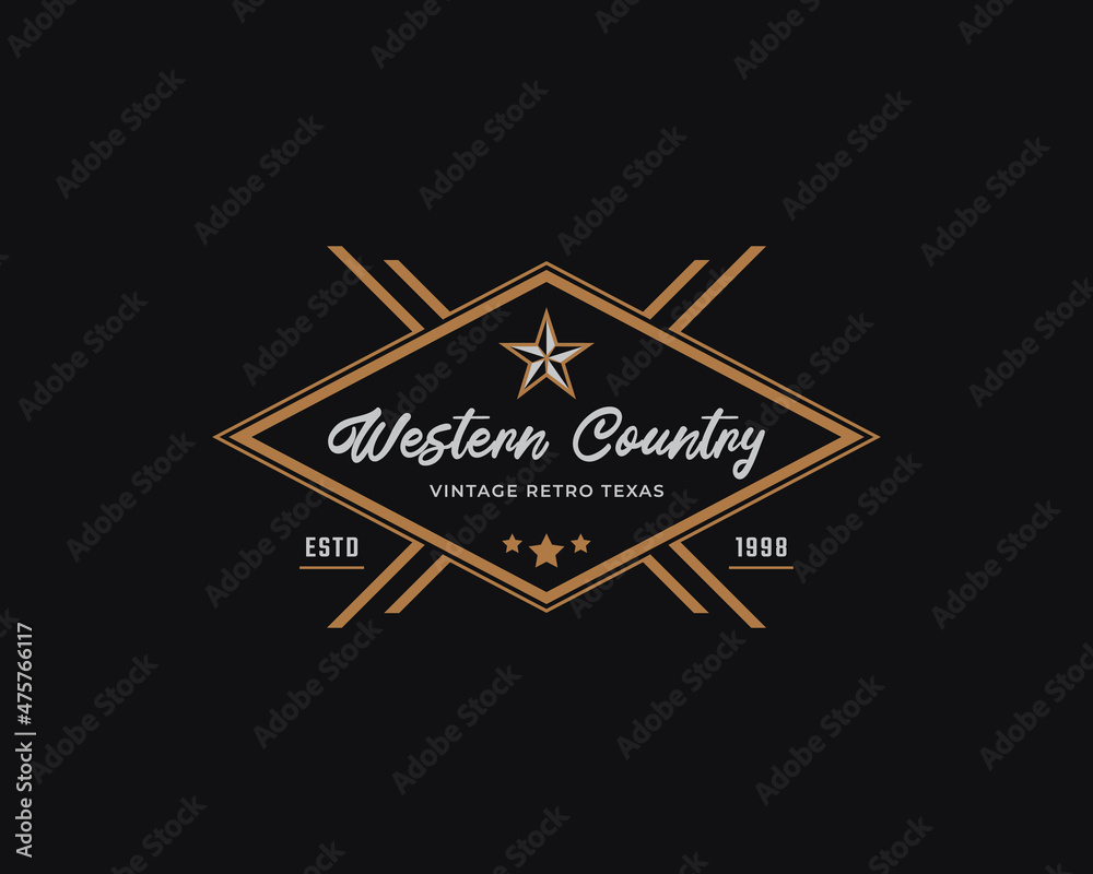 Classic Vintage Retro Label Badge for Western Country Texas Logo Design ...
